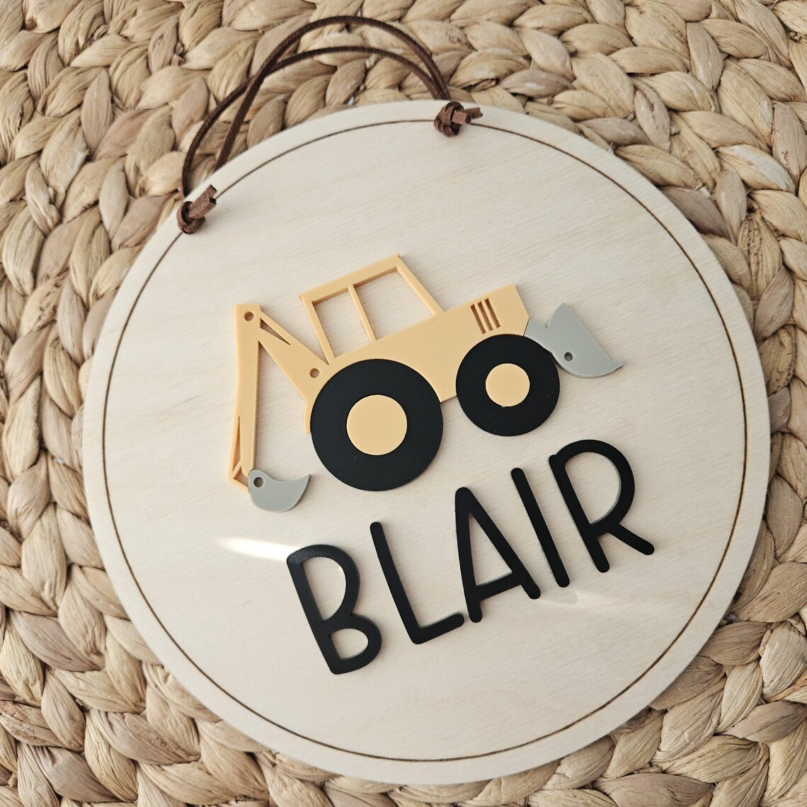 Construction Digger Name Sign | Child's Bedroom Door Sign | Name Plaque ...