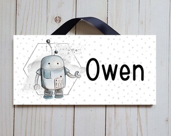 Name Sign, Robot Kids Room Sign, Boys Room Decor, Personalized Wood ...