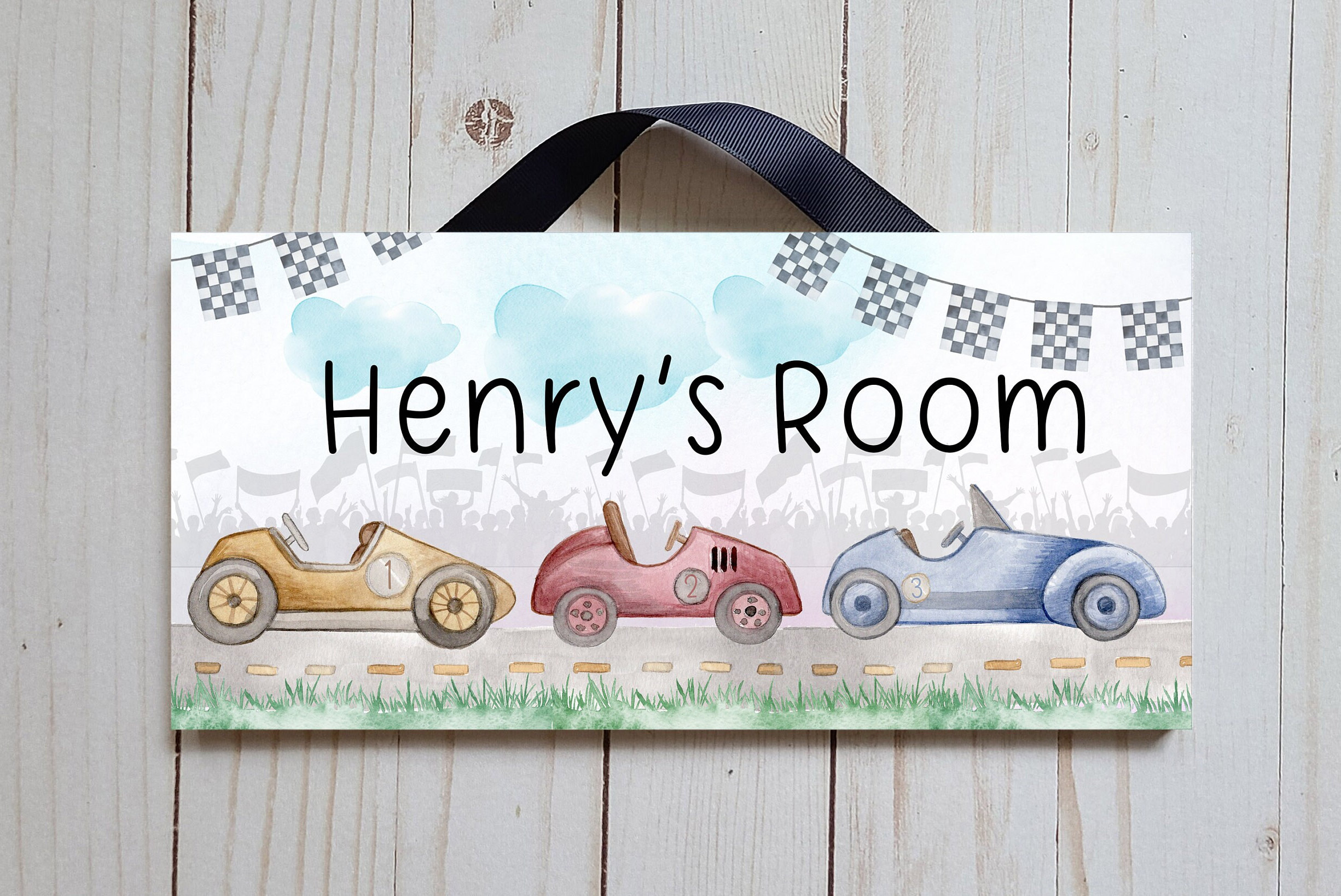 Personalized Racecars Name Sign | Racecar Themed Children's Door Sign ...