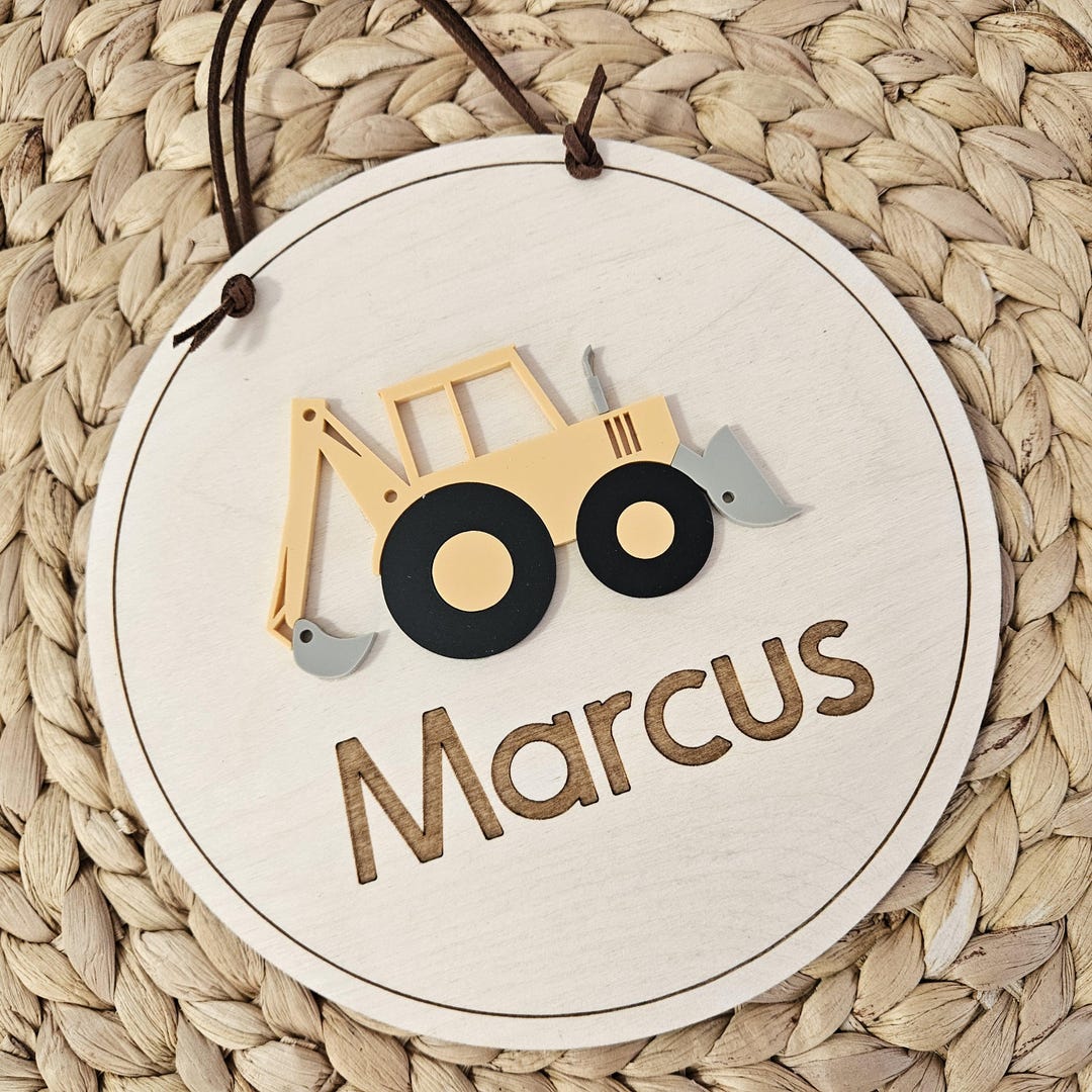 Construction Digger Name Sign | Child's Bedroom Door Sign | Name Plaque ...