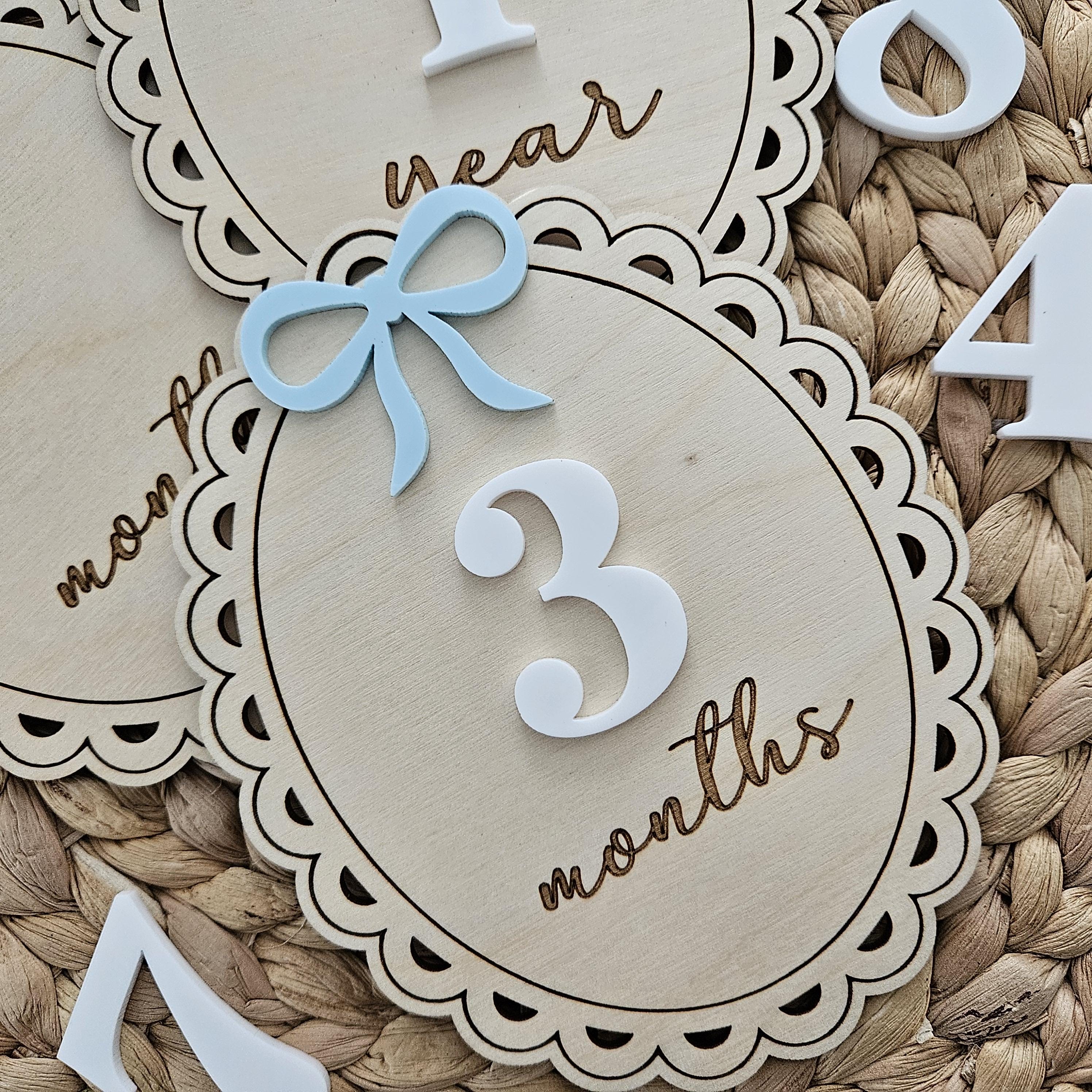 Bow Baby Milestone Discs | Interchangeable Numbers, Photo Prop - Etsy ...