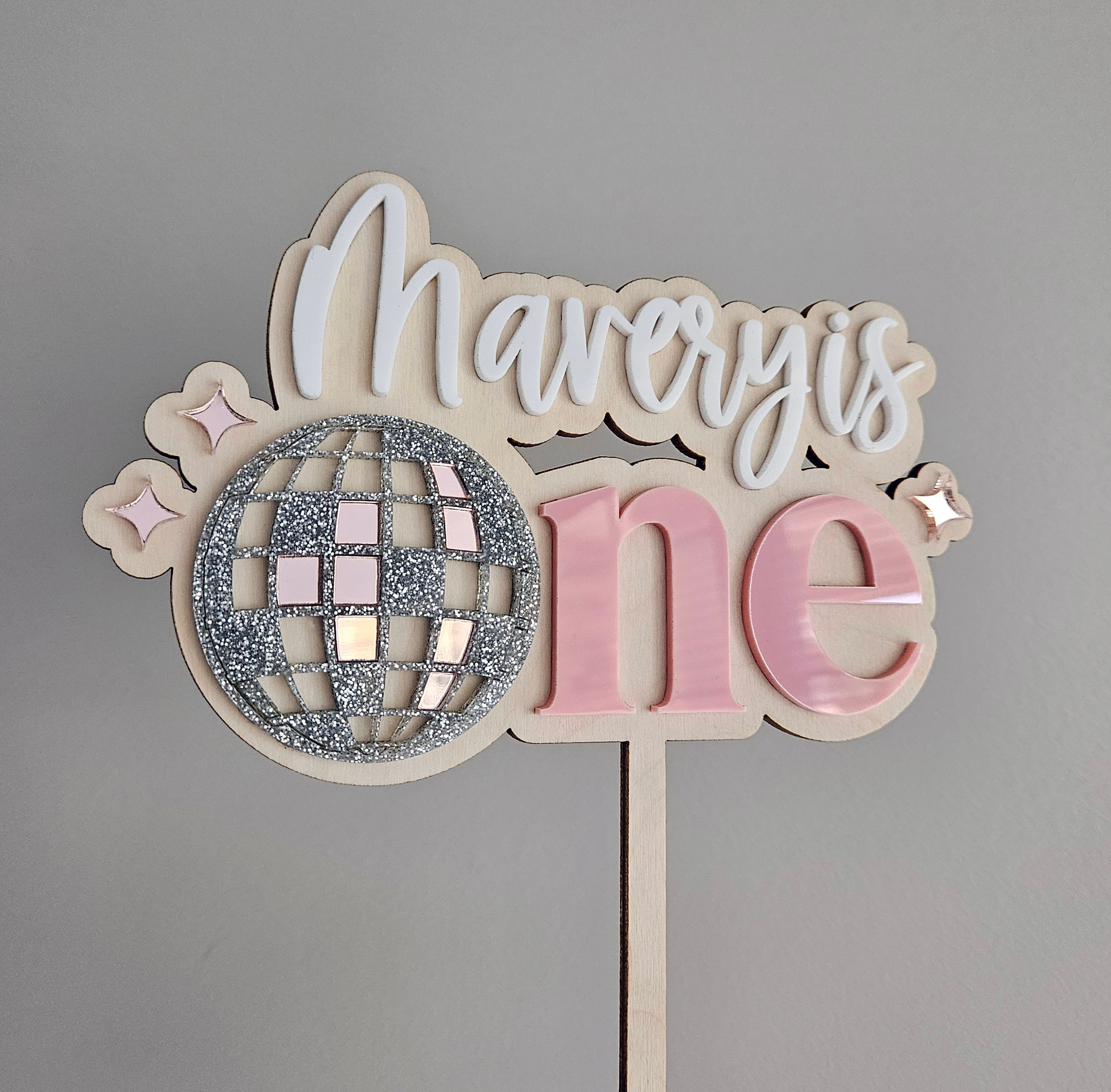 Personalized Disco Ball Cake Topper | First Birthday Cake Topper ...