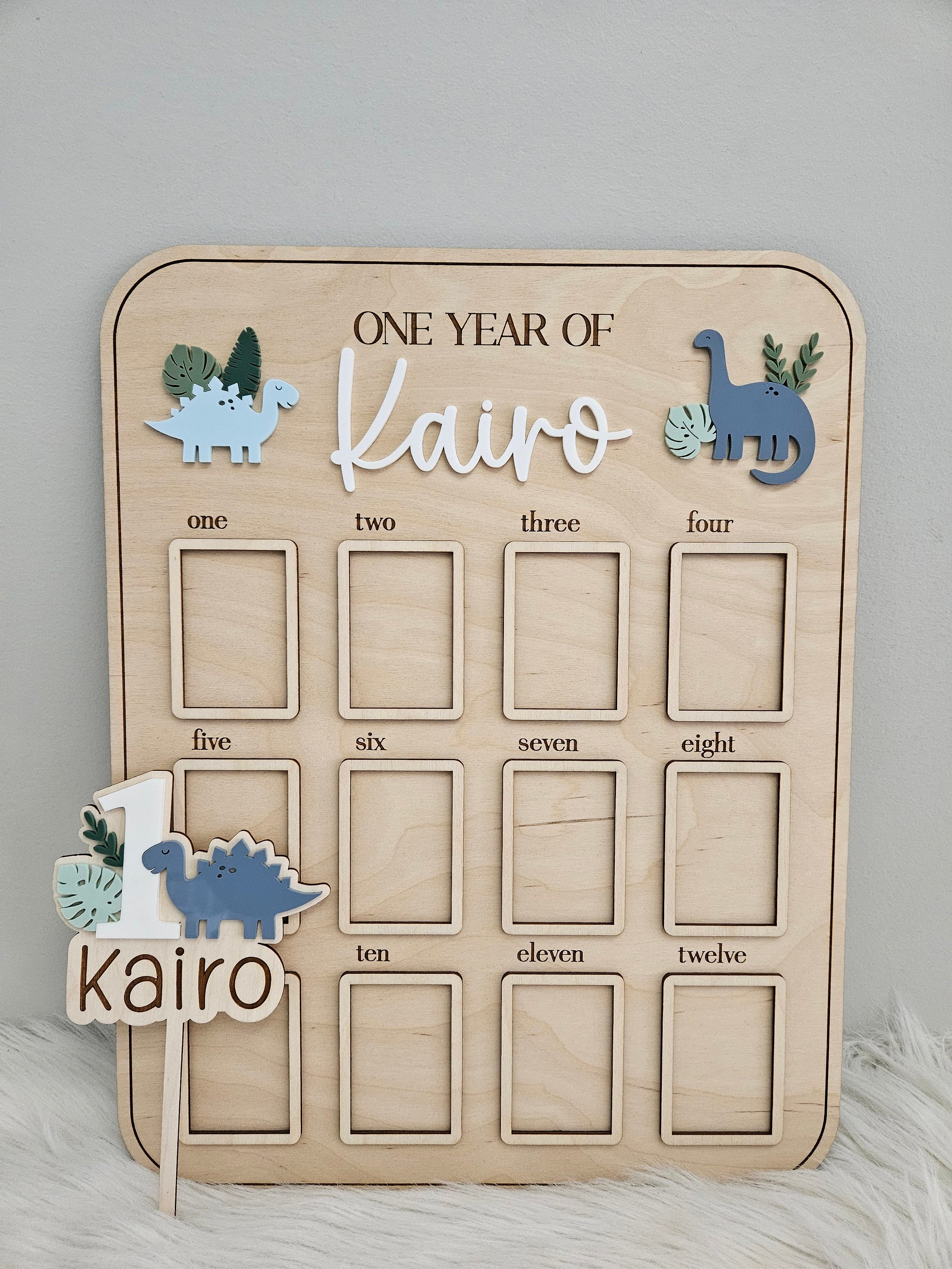 Dino Themed First Birthday Board | First Birthday Photo Frame ...