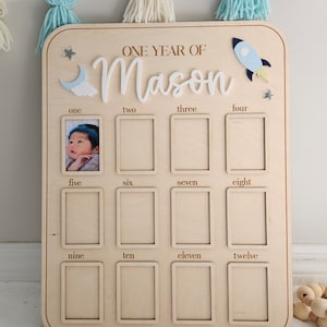 Space Themed First Birthday Photo Board First Birthday Photo Frame ...