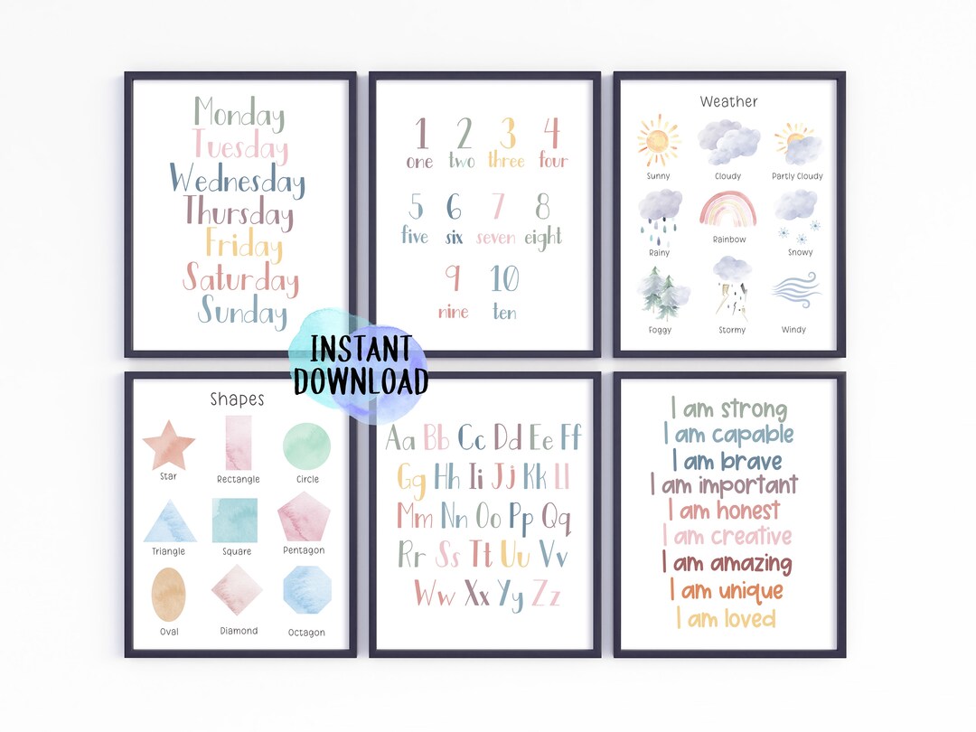 Printable Classroom Artwork | Set of Six Classroom Prints - Etsy