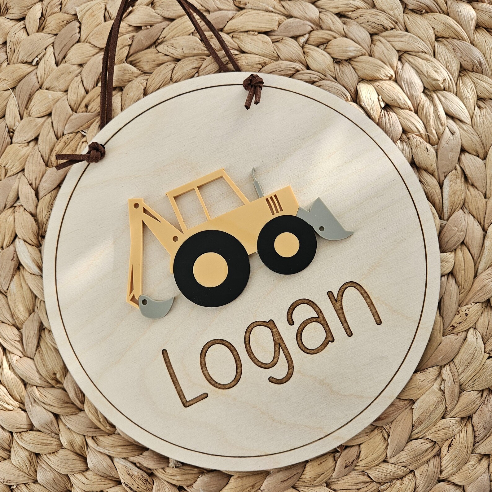 Construction Digger Name Sign | Child's Bedroom Door Sign | Name Plaque ...