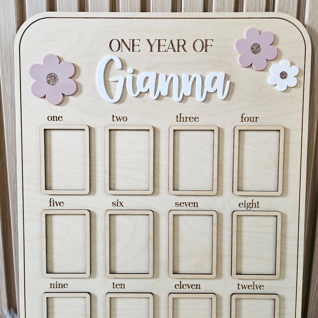 Personalized First Birthday Photo Board | Monthly Milestone Keepsake - Etsy
