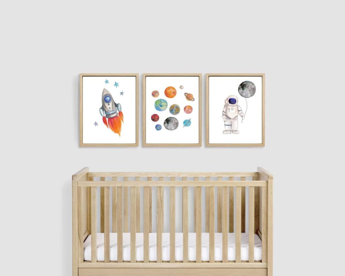 Digital Download Space Print Set/ Astronaut Rocket and - Etsy