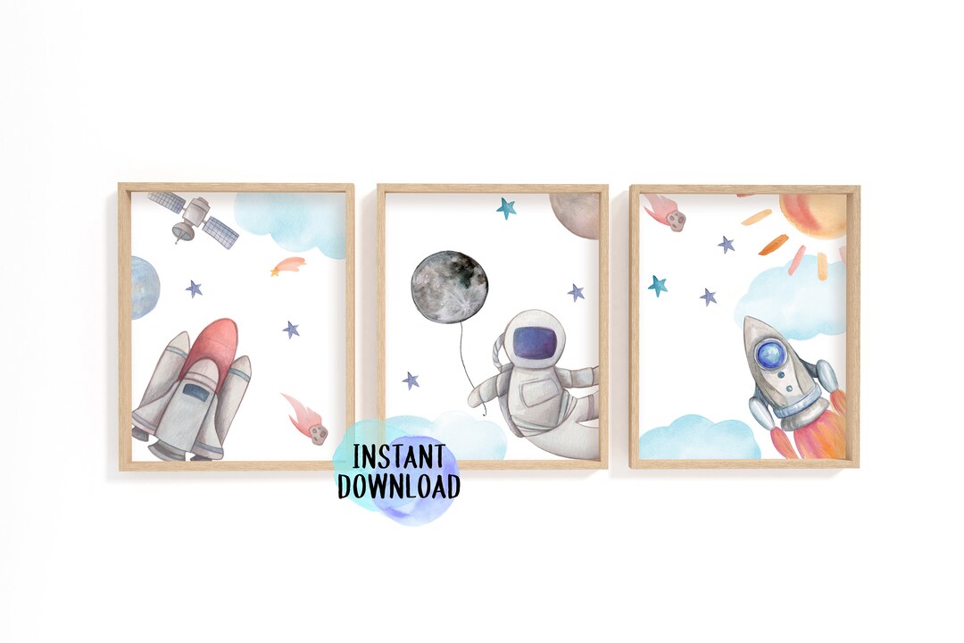 Printable Space Wall Art | Set of Three Space Prints for Nursery ...