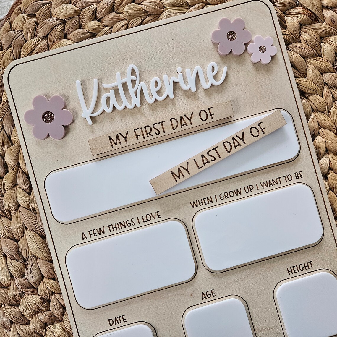Flower and Rainbow Back to School Photo Prop | Personalized School Year ...