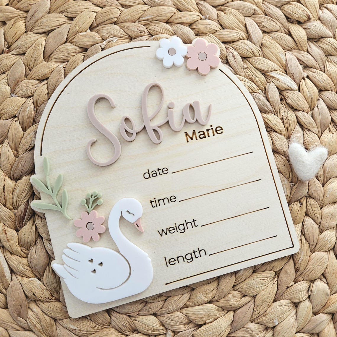 Swan Birth Announcement Sign | Newborn Baby Name Sign | Birth ...