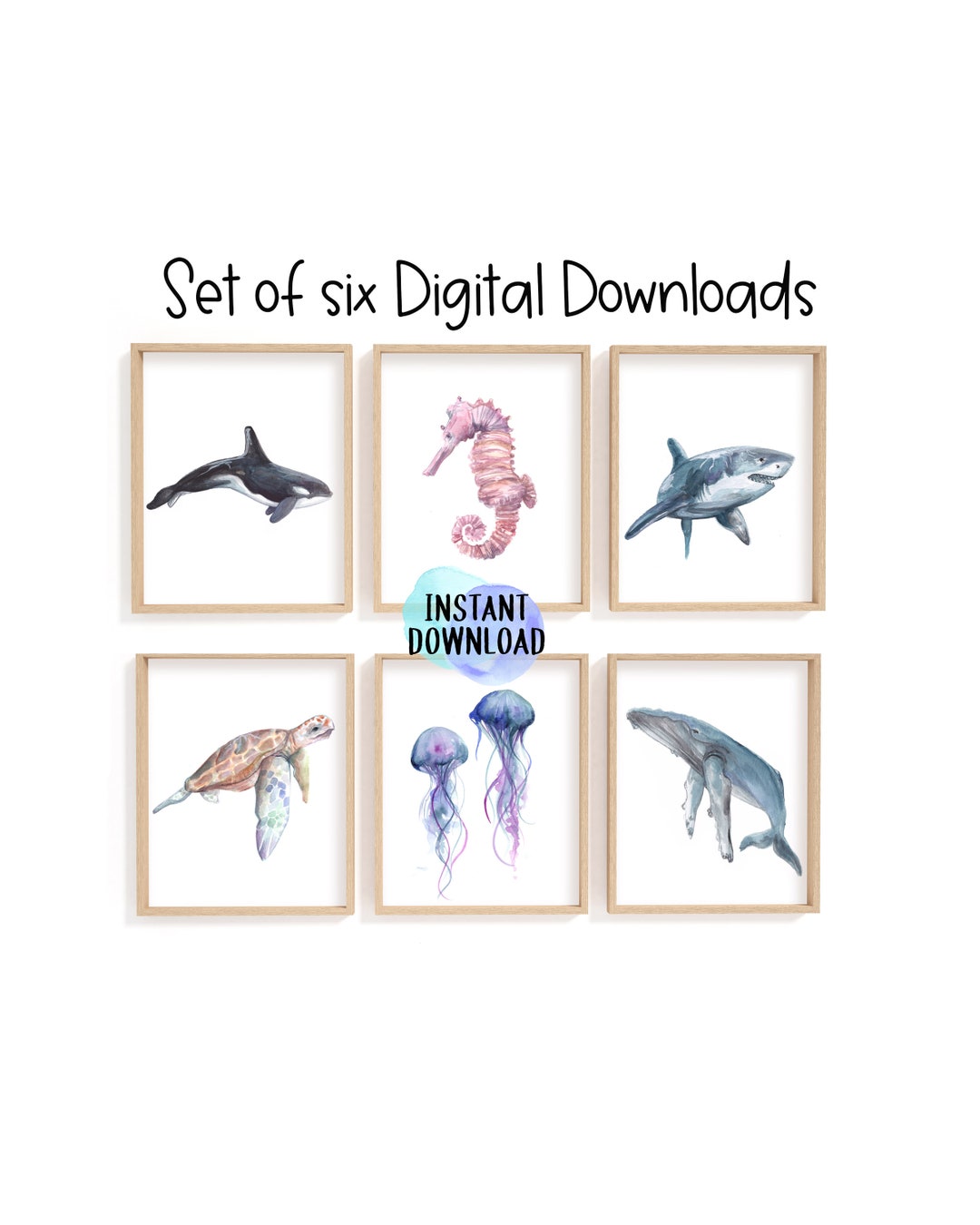 Ocean Animals Print Set | Watercolour Ocean Animals Print | Nursery ...