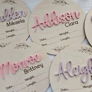 Newborn Birth Disc | Birth Announcement Name Sign | Birth Stats Baby ...