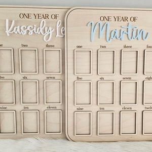 First Birthday Photo Frame, One Year of Photo Board, 12 Month Photo ...