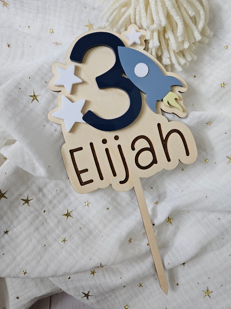 Personalized Space Cake Topper Space Themed Party Decor - Etsy