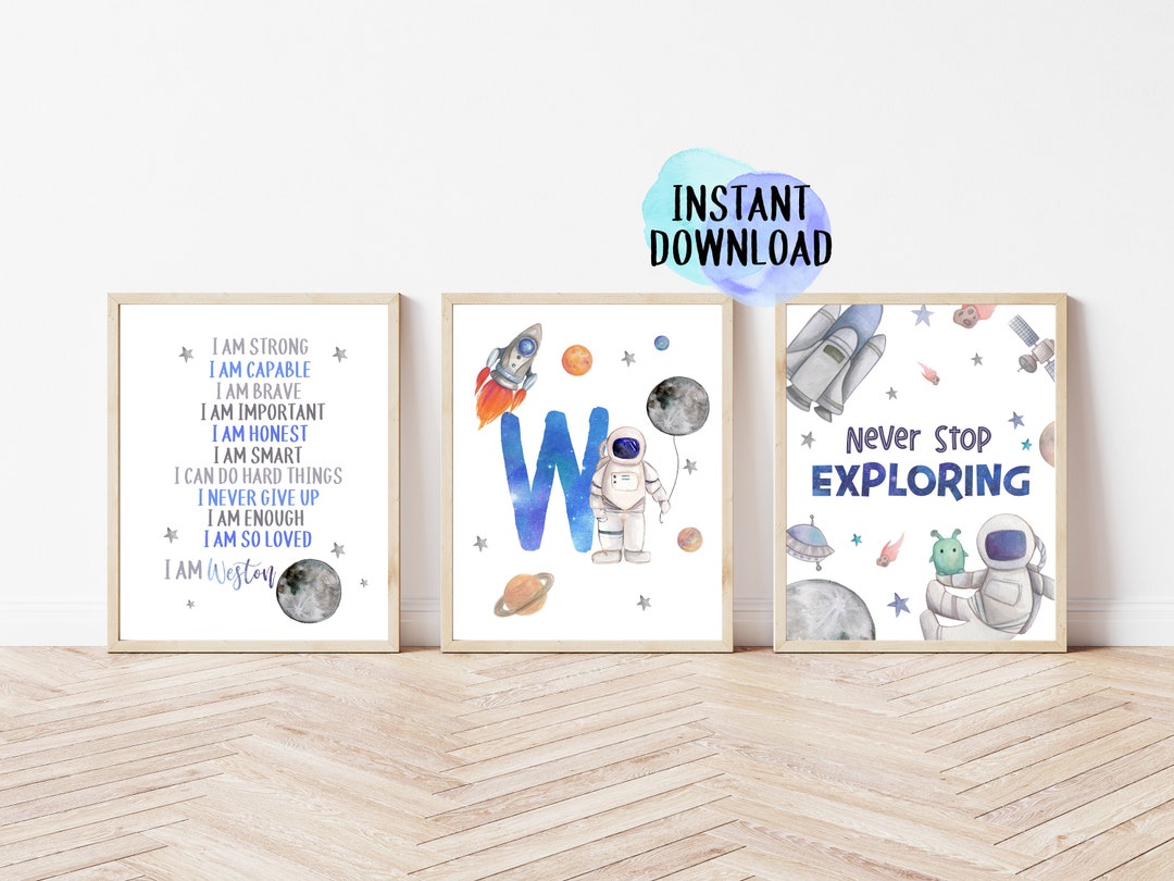 Printable Personalized Space Wall Art | Space Name Print | Digital ...
