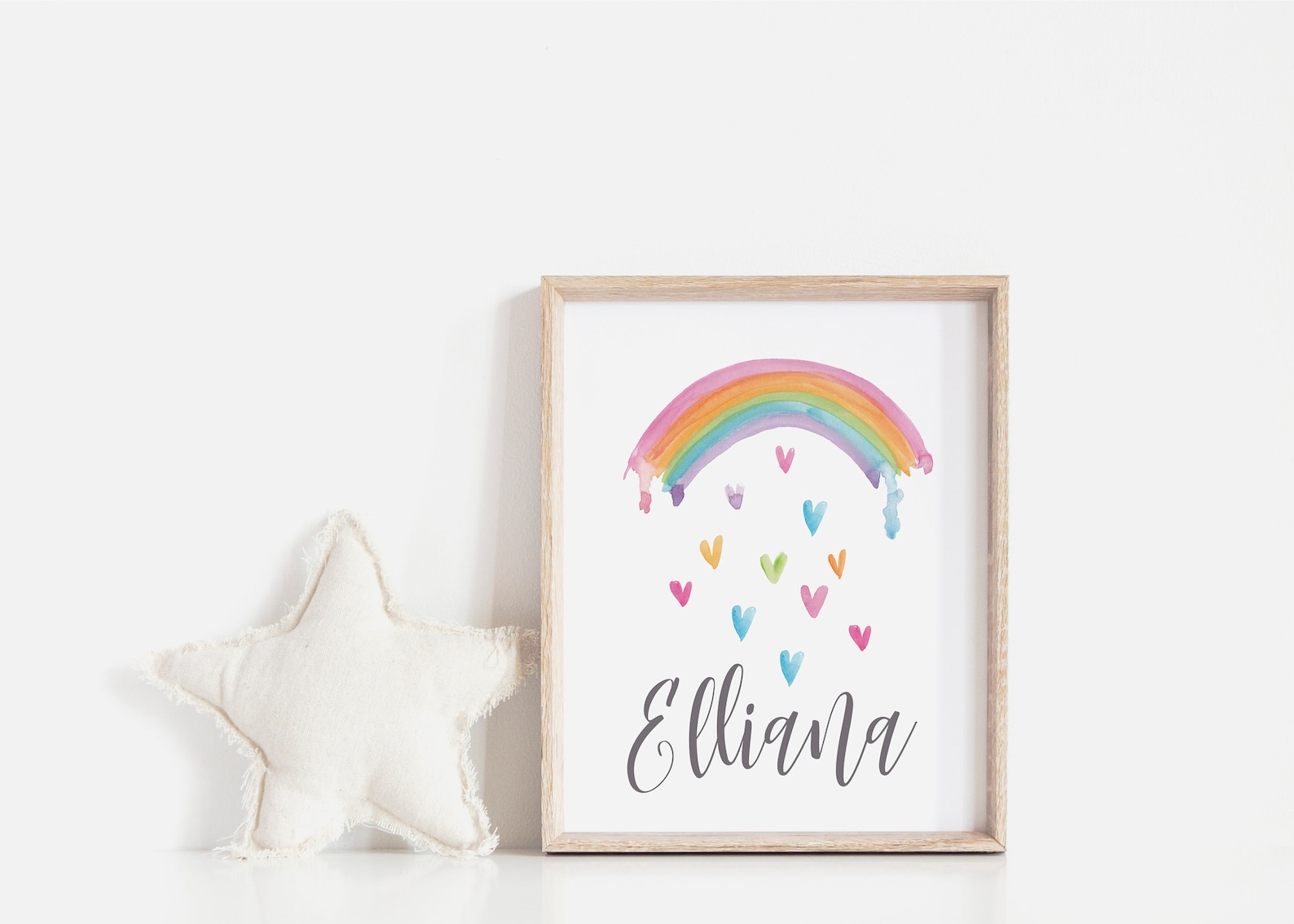 Personalized Pastel Rainbow Print/ Rainbow and Hearts Name - Etsy