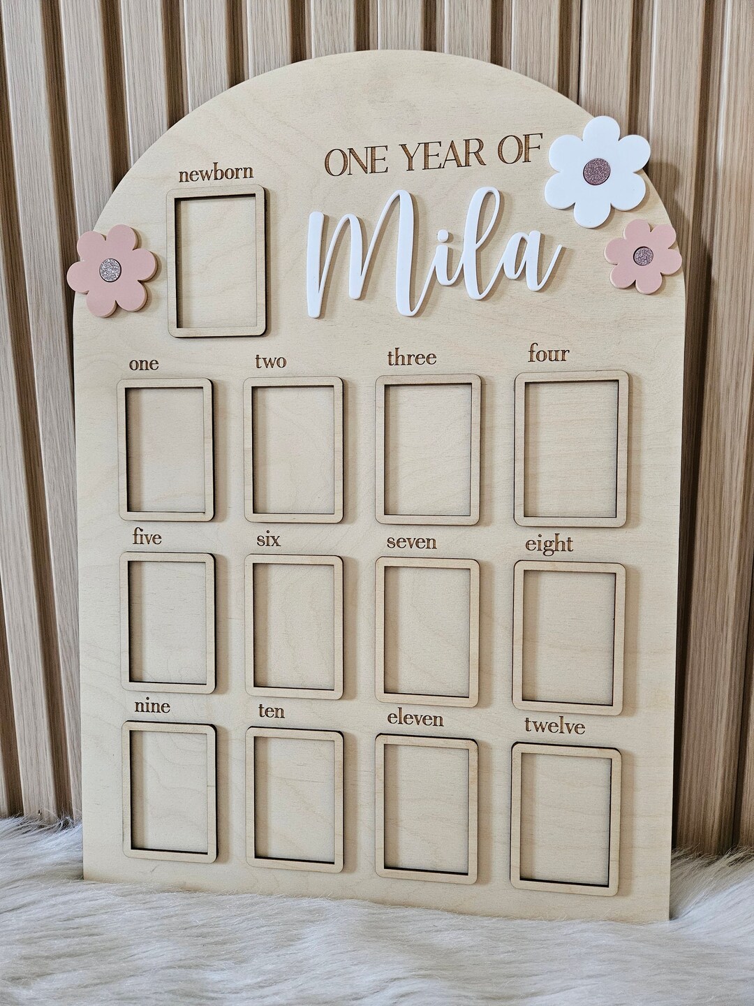 My First Year Photo Board | Daisy First Birthday Photo Frame | 12 Month ...