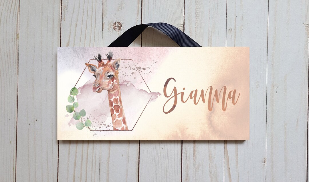Personalized Safari Animal Name Sign | Giraffe Bedroom Door Sign - Etsy