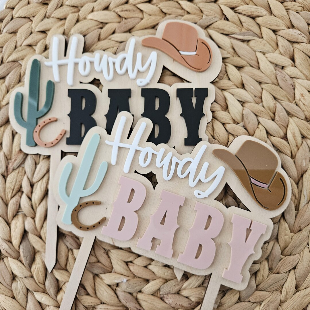 Rodeo Cowboy Baby Shower Cake Topper | Howdy Baby Cake Topper | Rodeo ...