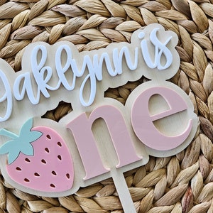 Personalized Strawberry Cake Topper | First Birthday Cake Topper ...