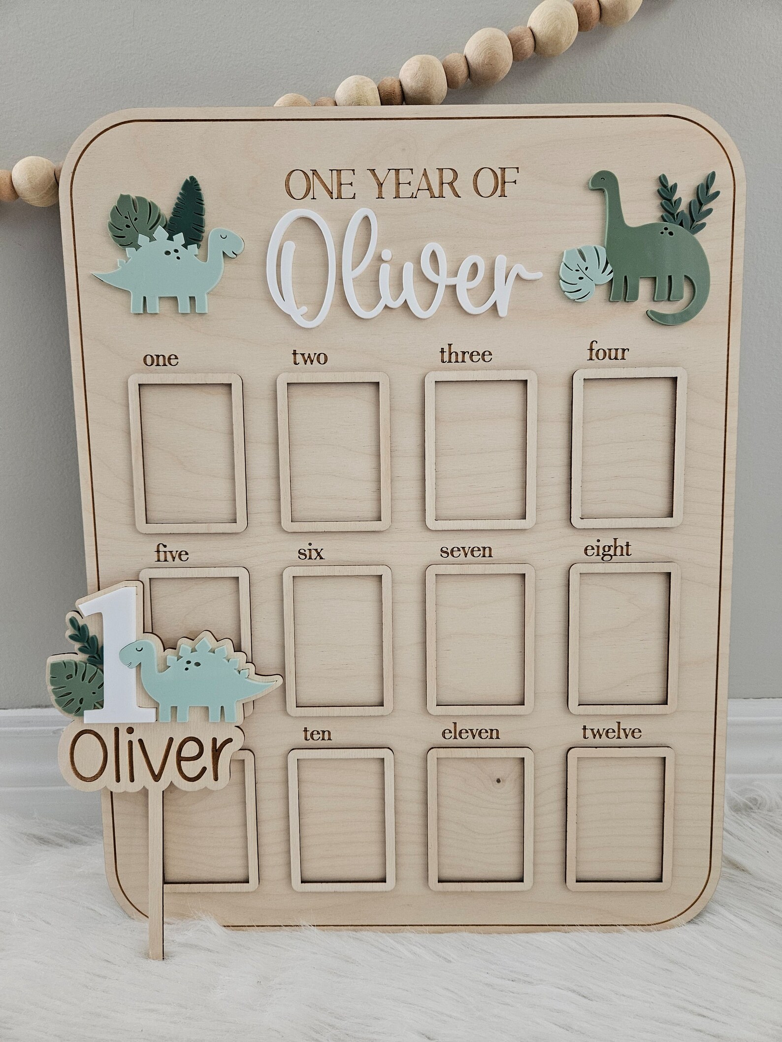Dino Themed First Birthday Board | First Birthday Photo Frame ...