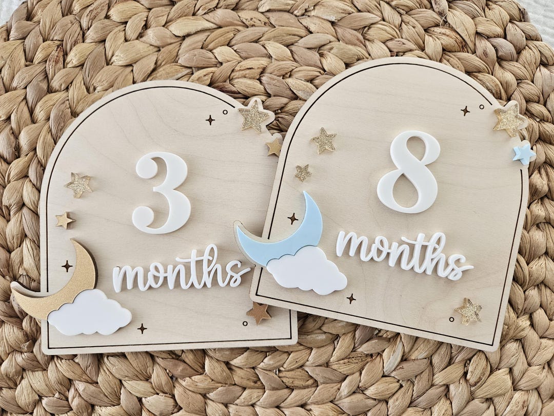 Celestial Monthly Milestone Discs | Moon and Stars Baby Monthly Discs ...