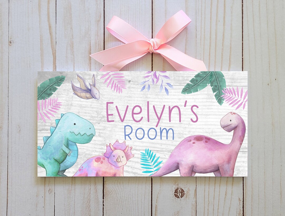 Cute Pink Personalized Dinosaur Name Sign/ Girl Dinosaur Decor - Etsy