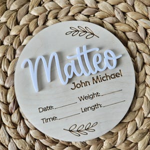 Newborn Birth Disc Birth Announcement Name Sign Birth Stats Baby ...