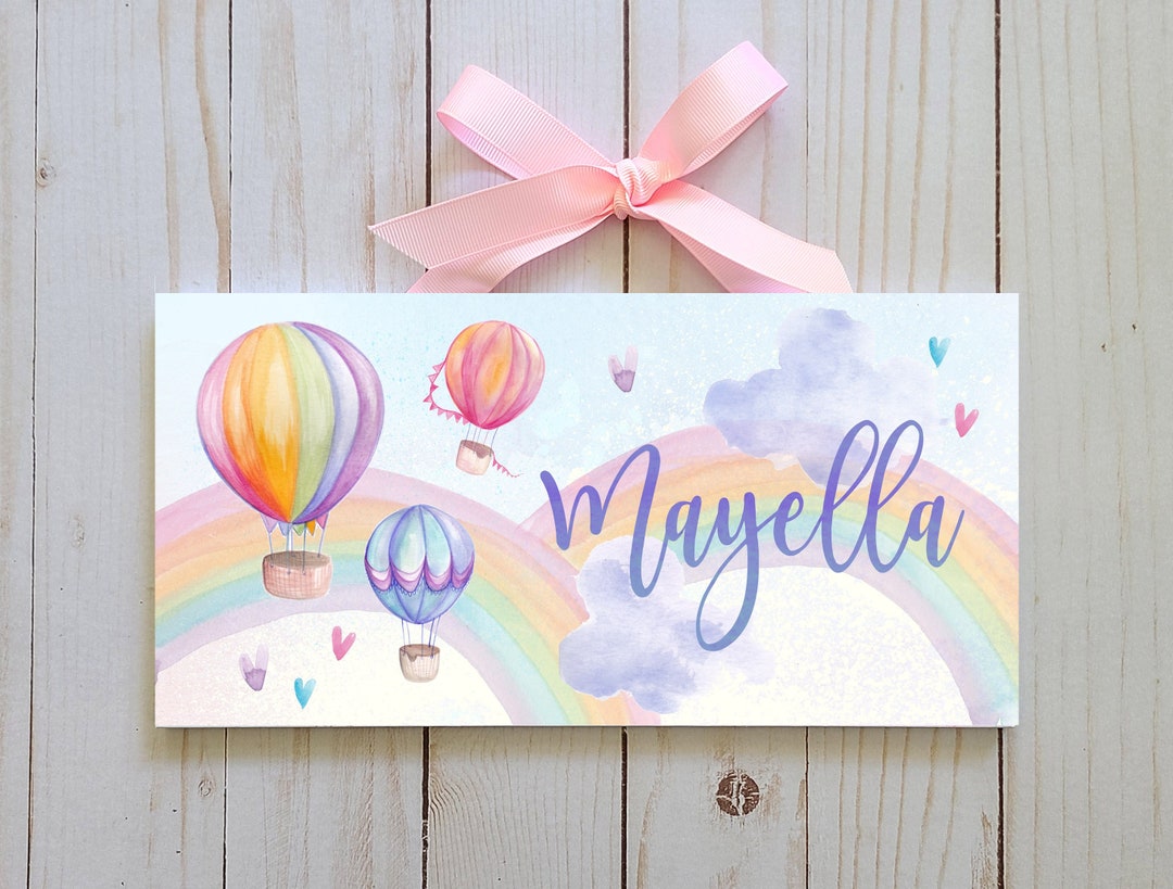 Personalized Hot Air Balloon and Rainbows Name Sign - Etsy