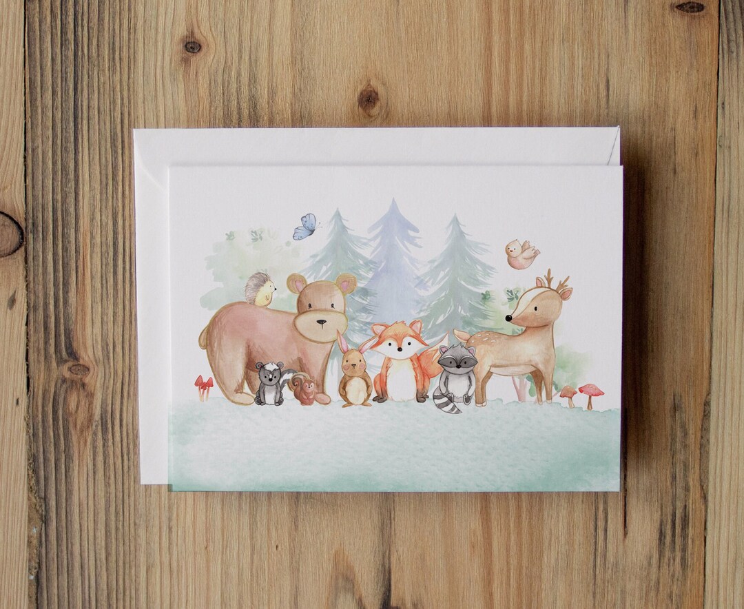 Cute Card for Kids and Babies | Forest Animals Greeting Card | New Baby ...