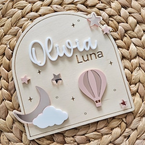 Celestial Baby Name Sign | Moon and Star Newborn Birth Announcement ...