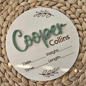 Newborn Birth Disc Birth Announcement Name Sign Birth Stats Baby ...