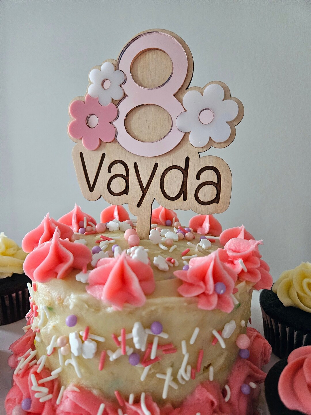 Birthday Cake Topper | Daisy Cake Topper | Personalized Flower Cake ...