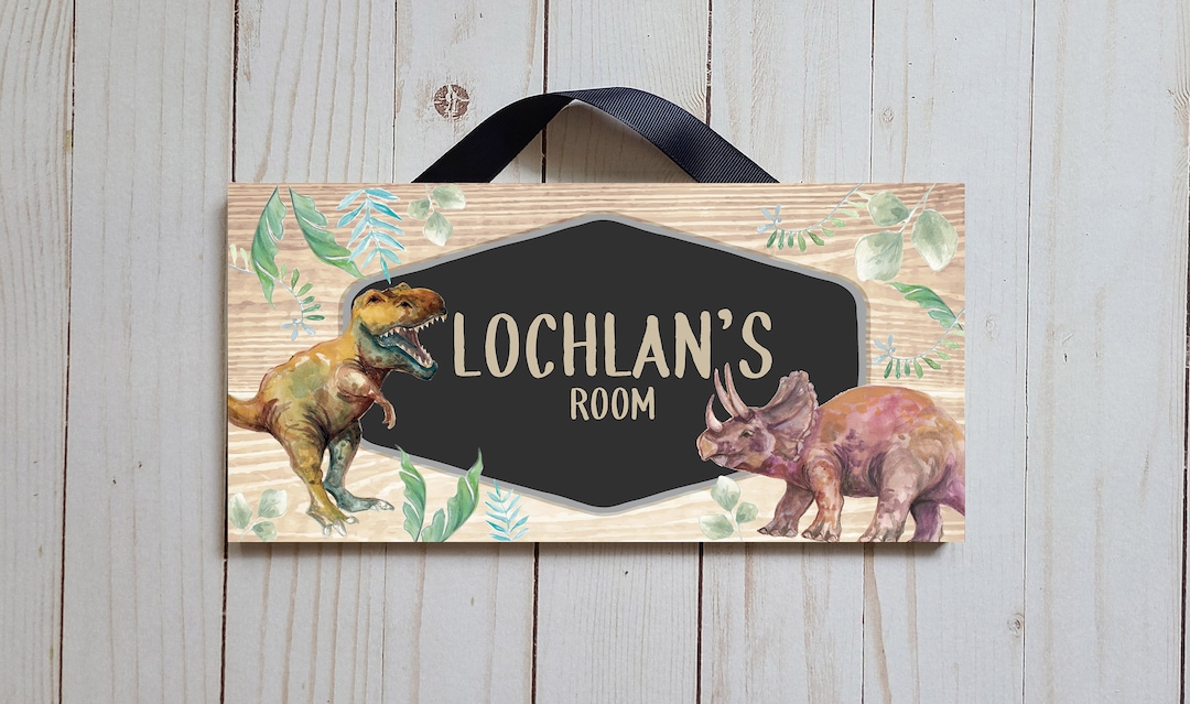 Personalized Dinosaur Room Sign, Watercolor Name Plaque - Etsy