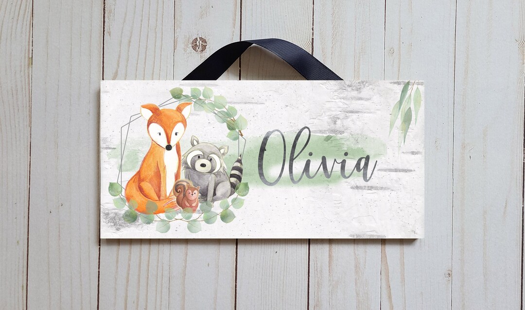 Woodlands Animals Name Sign - Etsy