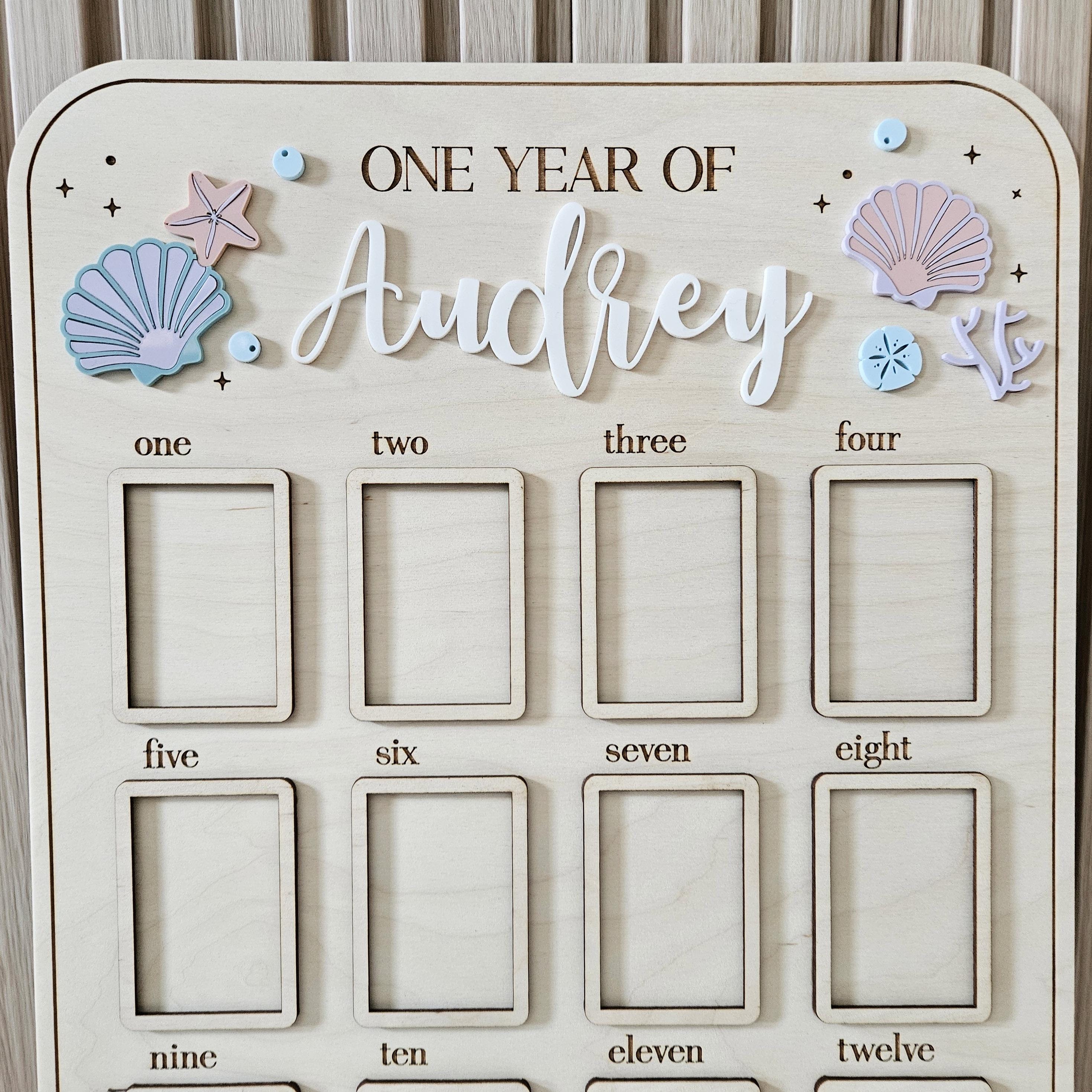 Mermaid First Birthday Photo Board | Seashell Ocean Themed Photo Frame ...
