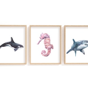 Watercolour Sea Creature Print Set | Underwater Ocean Nursery Prints ...