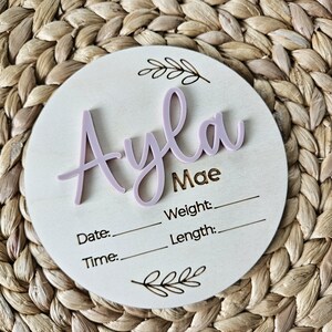 Newborn Birth Disc Birth Announcement Name Sign Birth Stats Baby ...