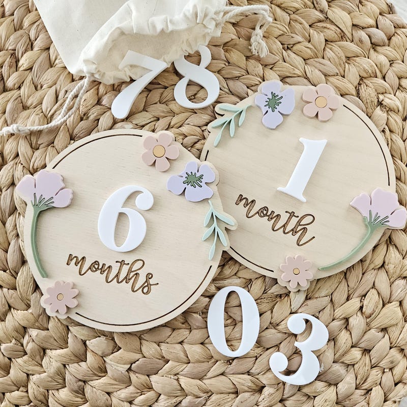 Embroidered Monthly Baby - Etsy UK