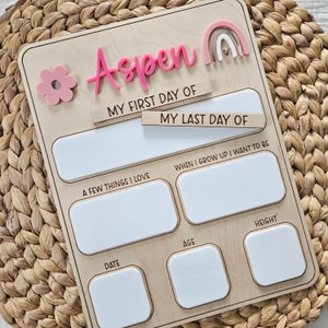 Flower and Rainbow Back to School Photo Prop | Personalized School Year ...