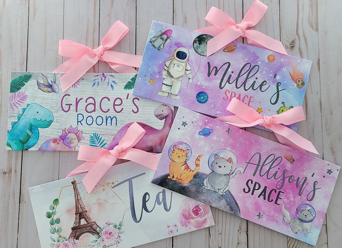 Personalized Hearts Name Sign Watercolour Child's - Etsy