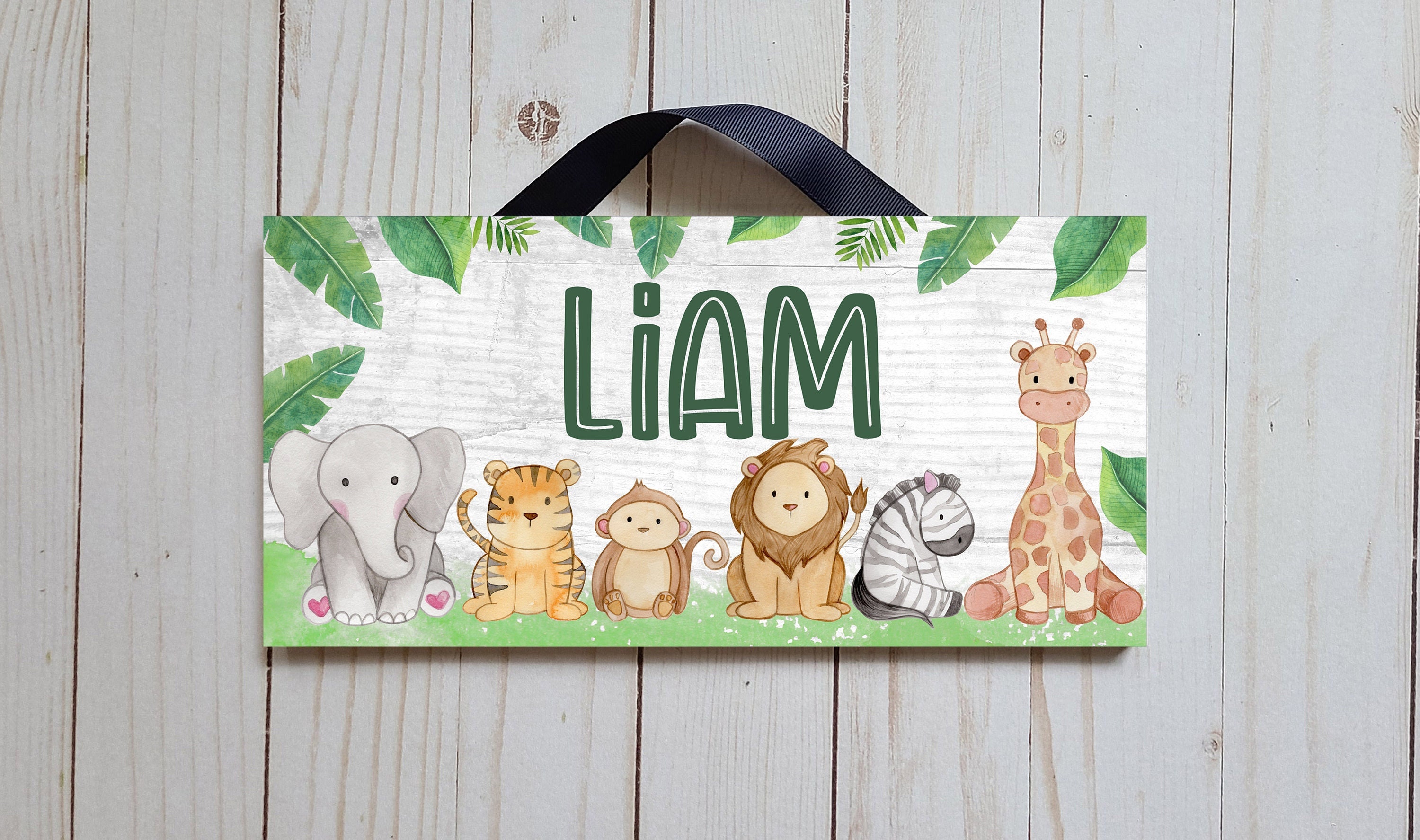 Jungle Name Sign Jungle Bedroom Decor Animal Name Sign - Etsy