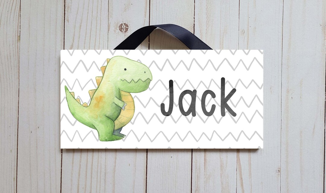 Cute T-rex Name Sign Personalized Dinosaur Room Sign Child's Name Sign ...