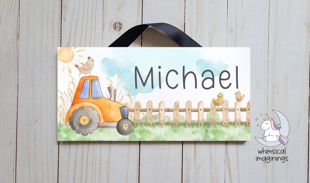 Cute Tractor Name Sign | Farm Baby Room Sign - Etsy