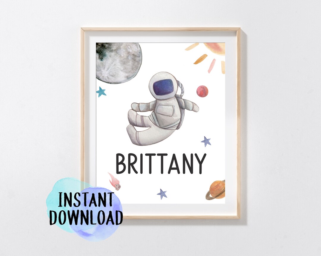 Printable Personalized Astronaut Wall Art | Space Name Print | Digital ...