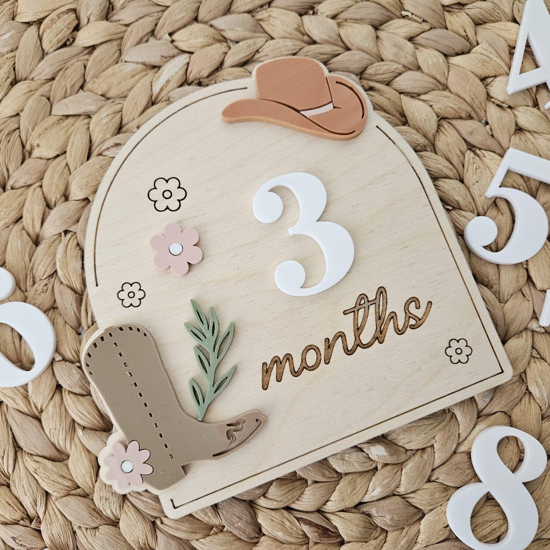 Cowgirl Monthly Milestone Discs | Baby Monthly Discs for Photos ...