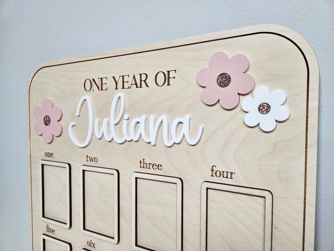 First Birthday Photo Board One Year of Photo Frame First Birthday Photo ...