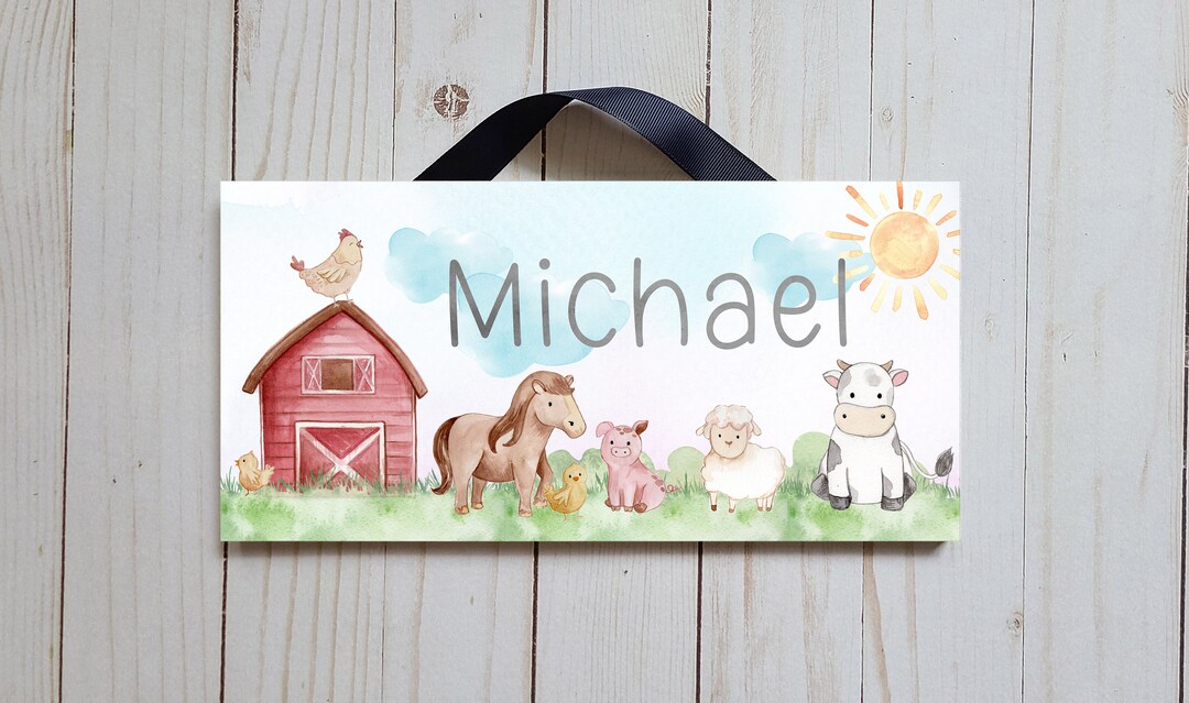 Farm Animals Name Sign | Farm Baby Room Sign - Etsy