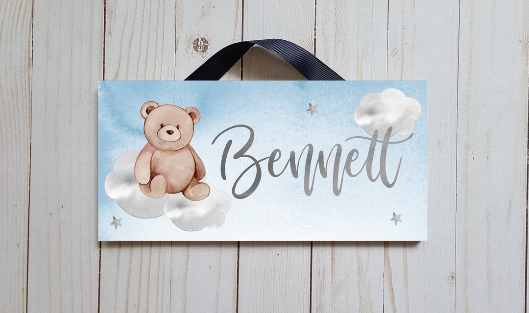 Teddy Bear Name Sign | Personalized Nursery Door Sign - Etsy